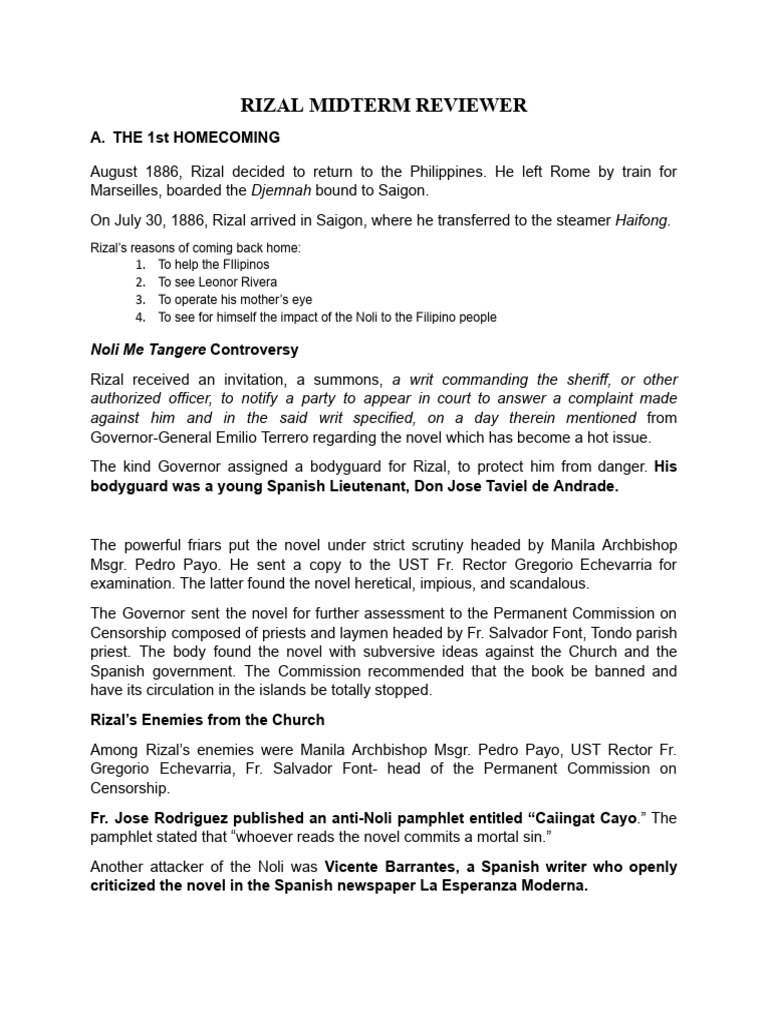 Rizal Midterm Reviewer | PDF