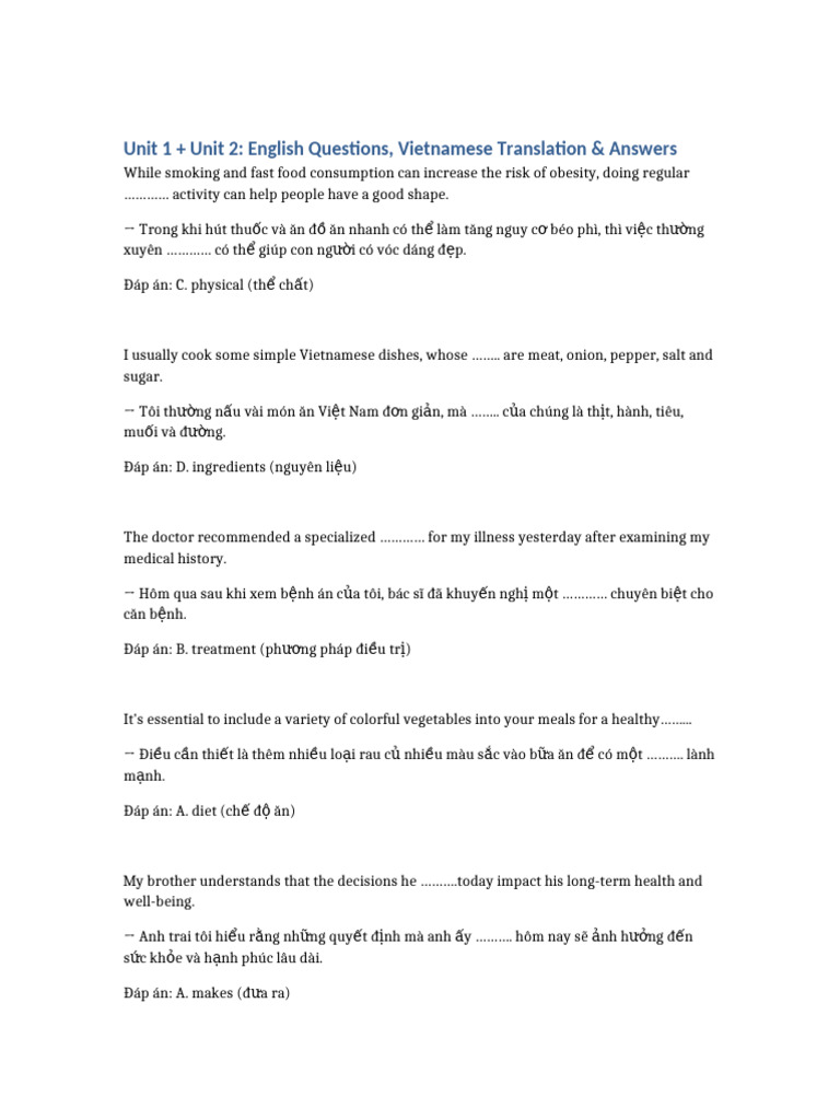 Unit1 2 English Vietnamese | PDF