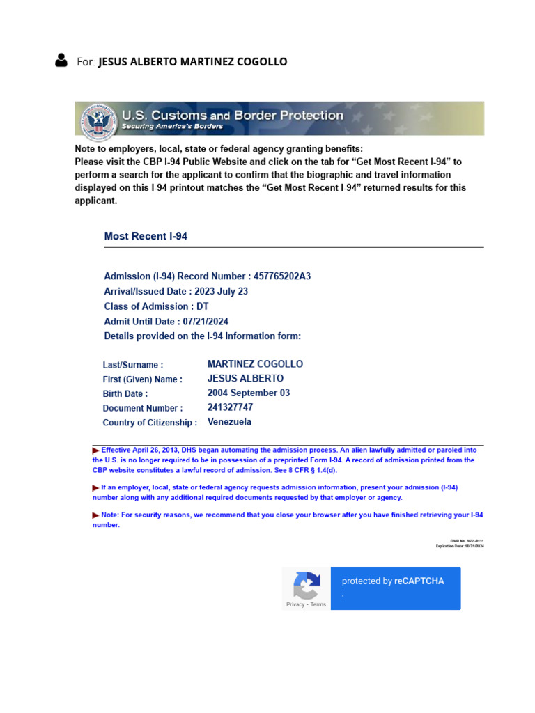 I94 - Official Website 2 | PDF