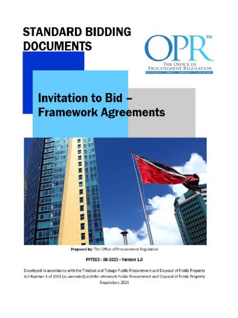 3 Standard Bidding Document Invitation To Bid Framework Agreements | PDF