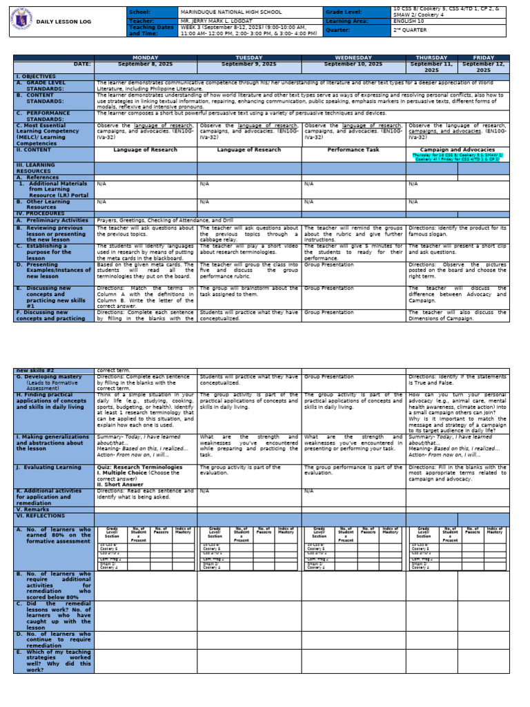 Q2 G10 WEEK 3 LP | PDF | Concept | Learning