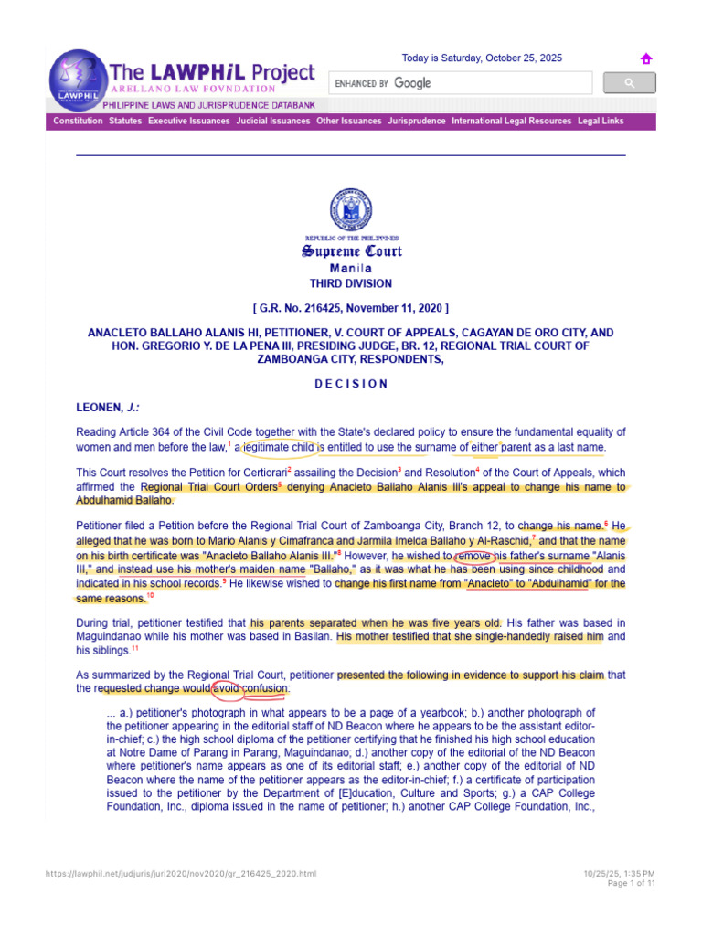 Name Change Petition Ruling Summary | PDF | Discrimination | Justice