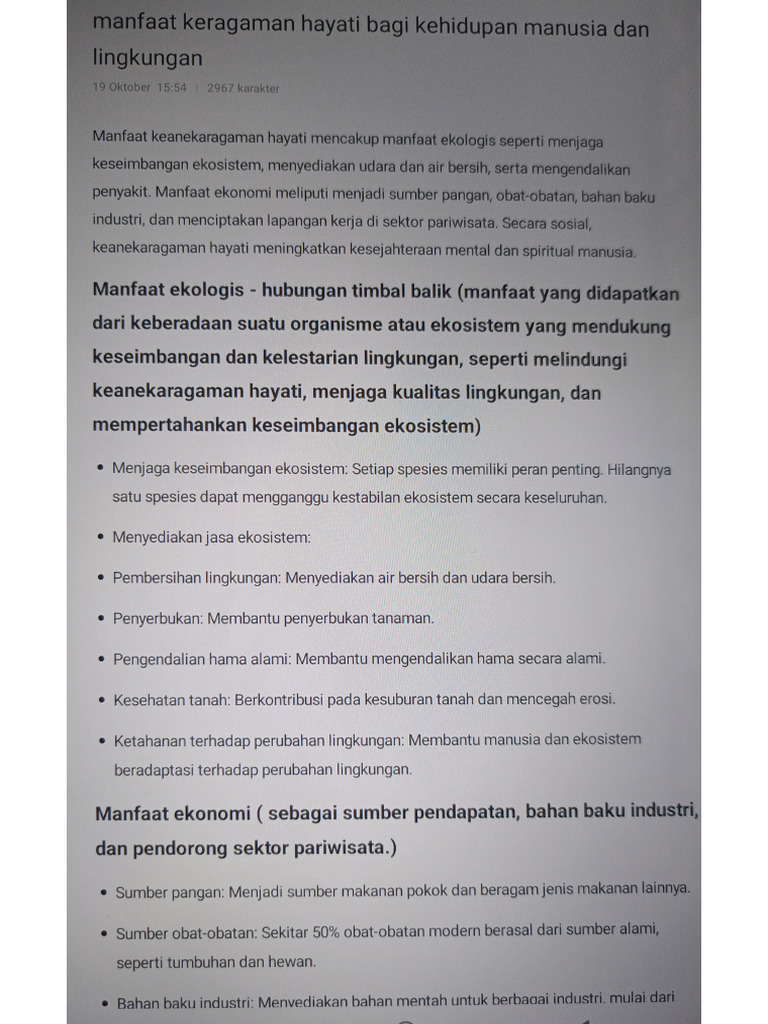 Manfaat Flora Dan Fauna | PDF