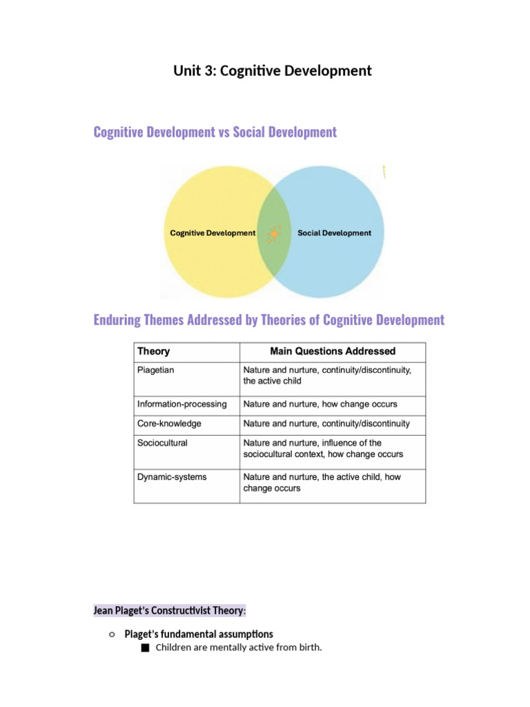 Lecture 3 - Cognitive Development | PDF | Cognitive Development ...
