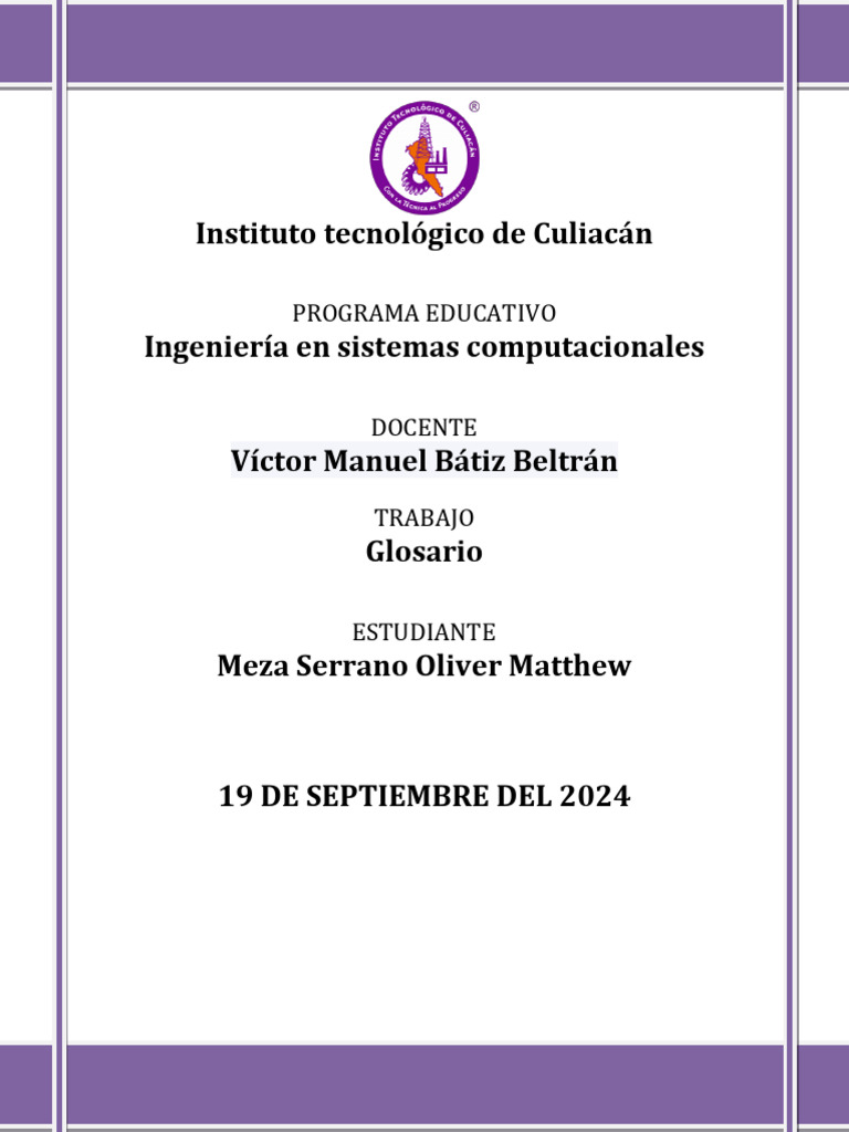 Meza Serrano Oliver Matthew-Glosario | PDF | Programación | Programa de ...