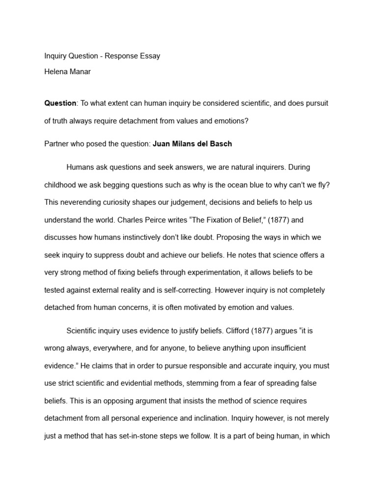 Inquiry Question | PDF | Evidence | Inquiry