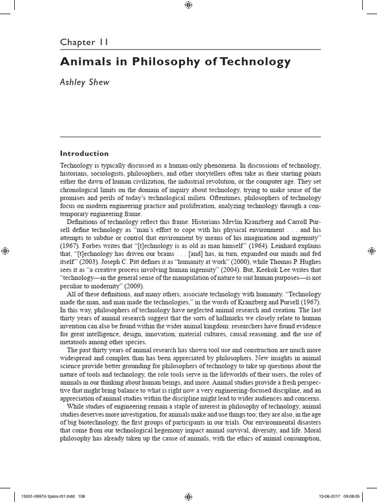 (2018) - SHEW, Ashley - Animals in Philsophy of Tecnology | PDF ...