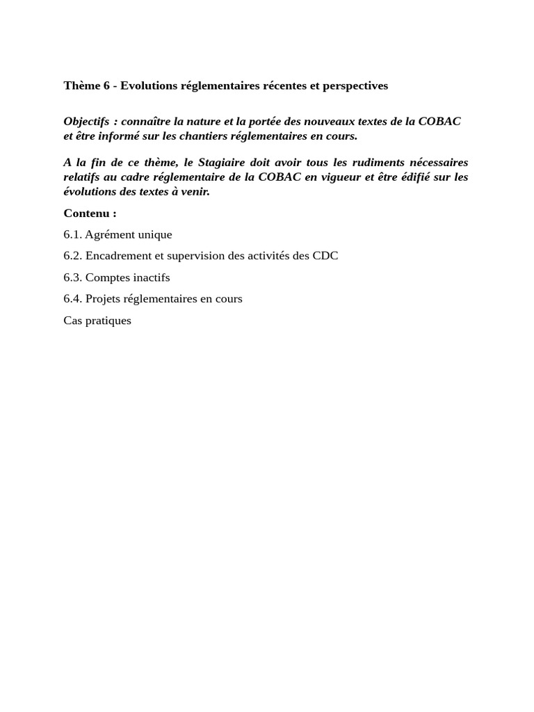 Réglementations COBAC : Nouveautés et Perspectives | PDF