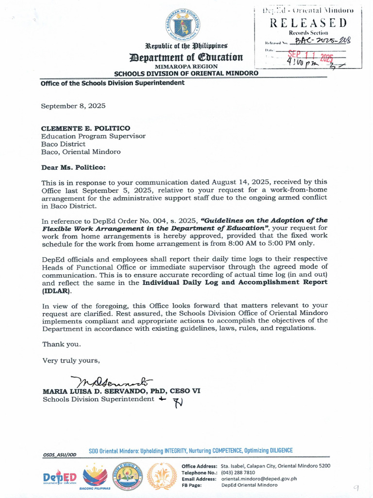 Approved Request WFH - ASS | PDF