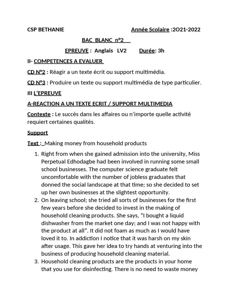 epruve papa vsp bethanie | PDF | Cleaning | Cleaning Products