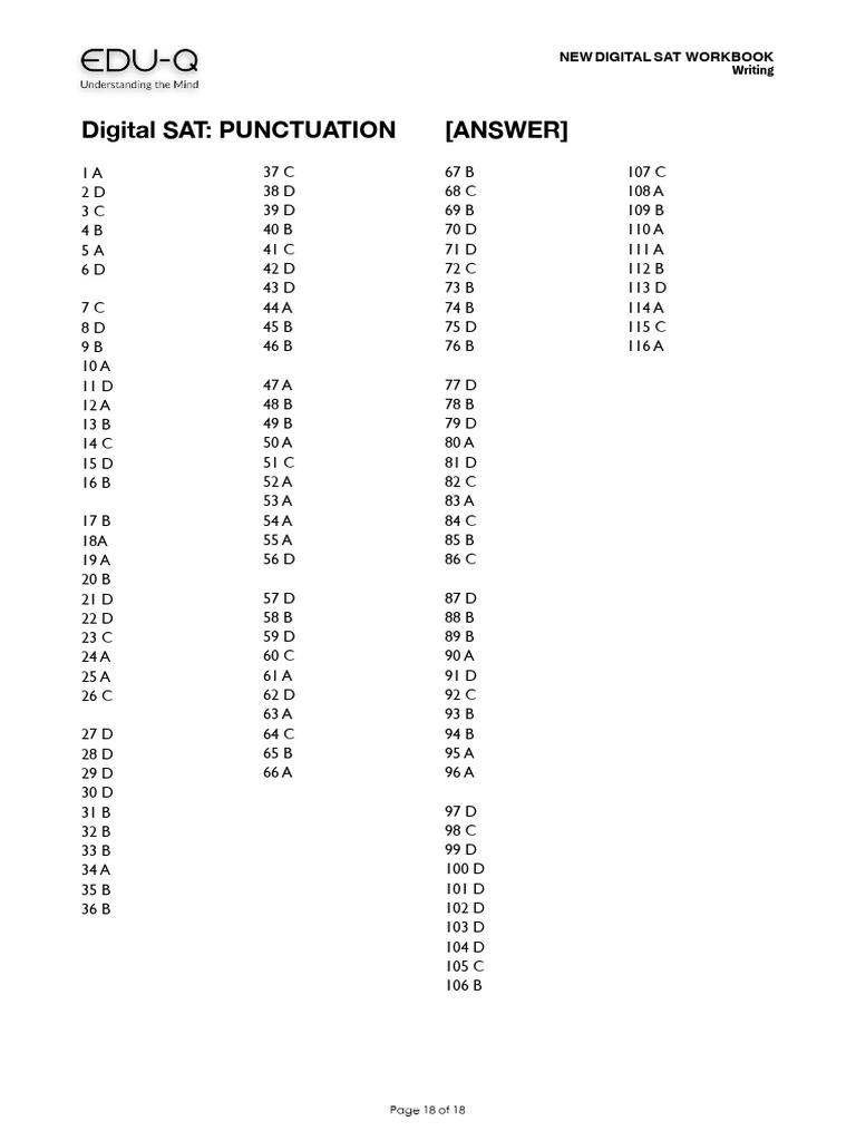 Digital Sat-punctuation Answer | PDF