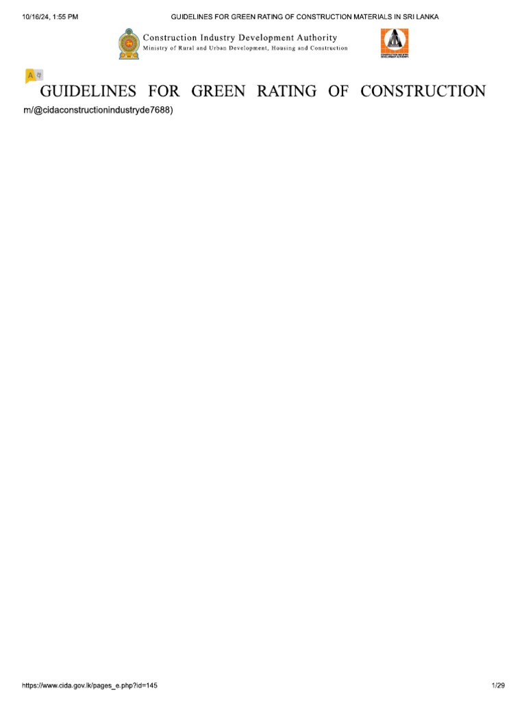 Guidelines For Green Rating CIDA | PDF