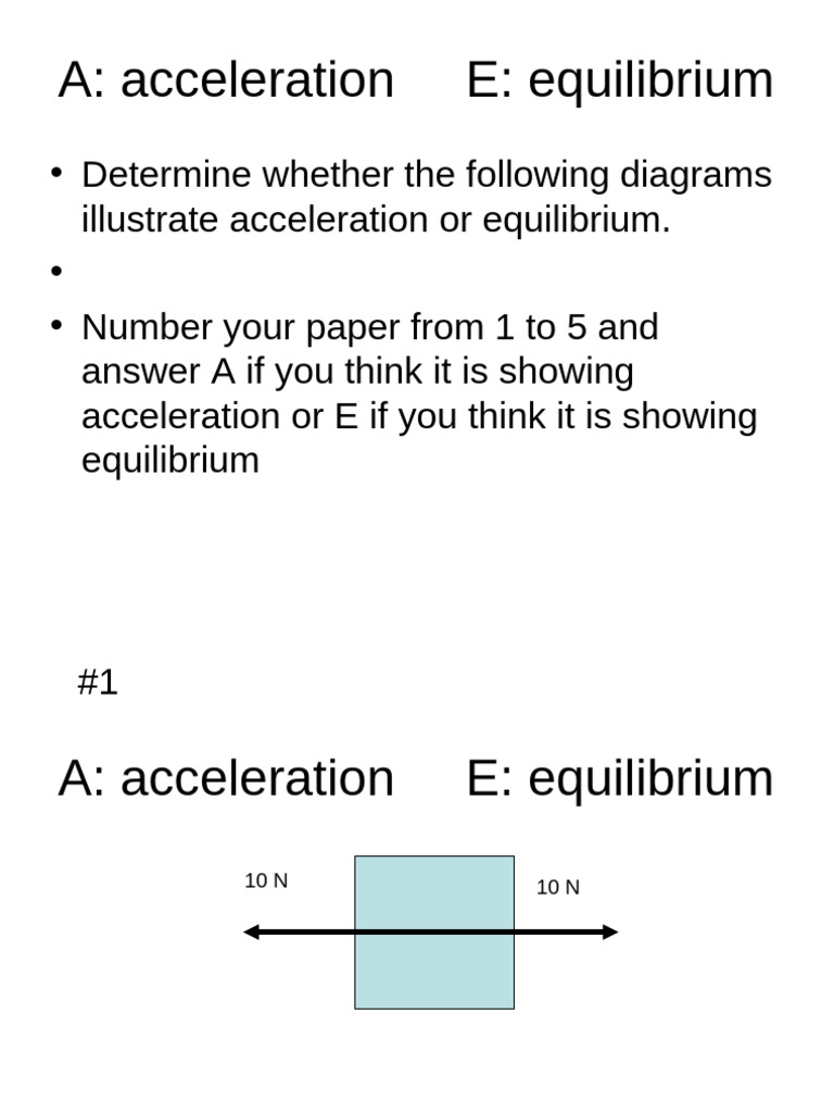 Acceleration or Equilibrium Practice Quiz Advdwbdwb | PDF