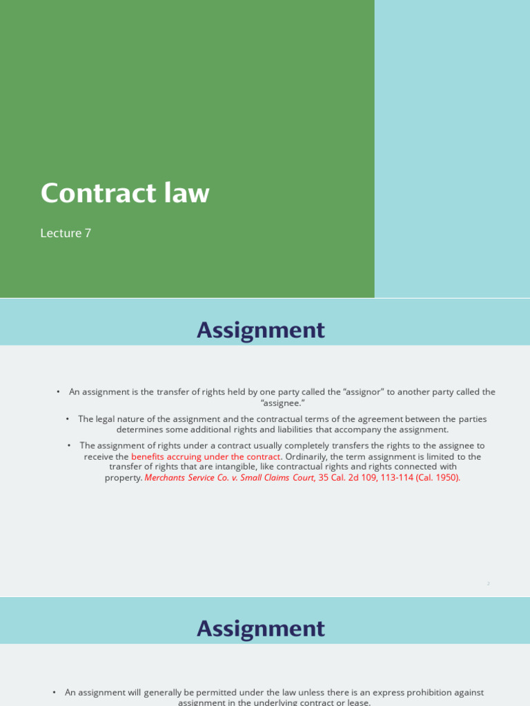 Understanding Contract Assignments | PDF | Assignment (Law) | Covenant ...