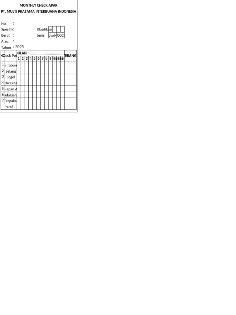 Check Sheet APAR | PDF
