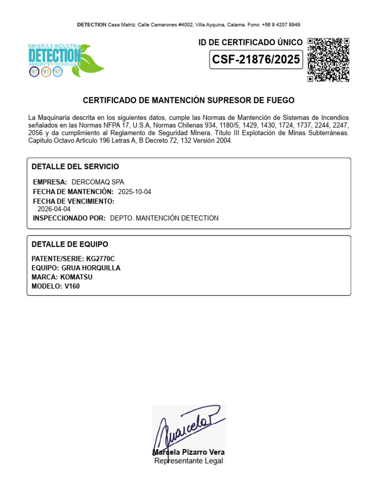 8.Certificado Sistema Ansul | PDF