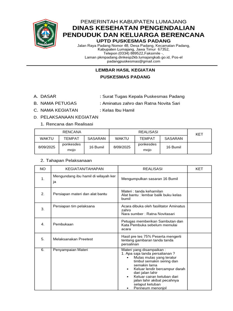 Lhk Kelas Bumil_8 September'25 | PDF
