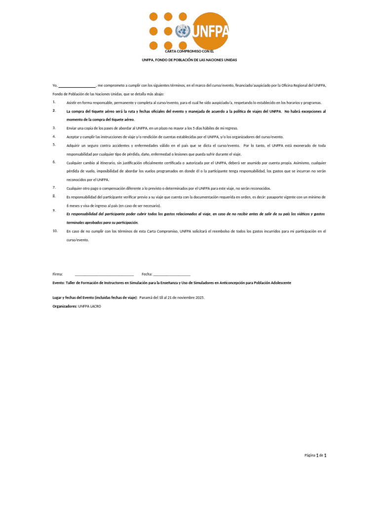 Carta Compromiso Formato | PDF