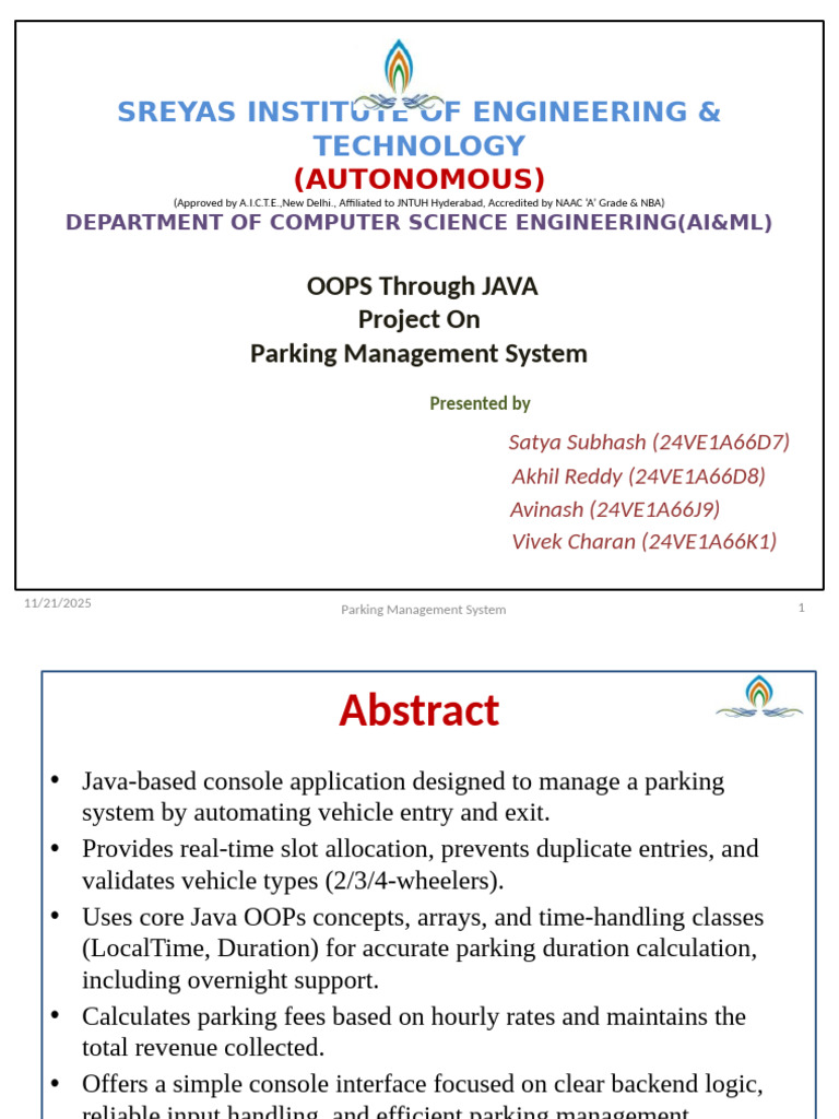 Java Project On Parking Management System | PDF | Usability | Computing