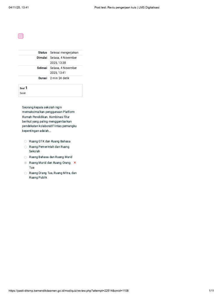 Post Test - Reviu Pengerjaan Kuis - LMS Digitalisasi | PDF