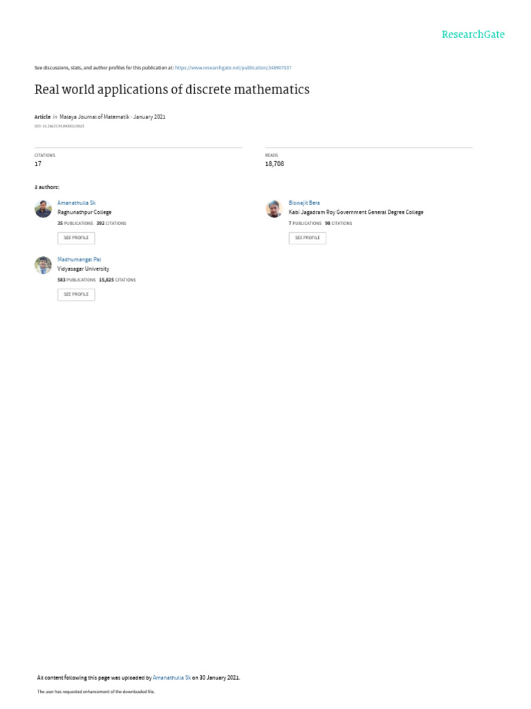 Real-World Uses of Discrete Mathematics | PDF | Vertex (Graph Theory ...