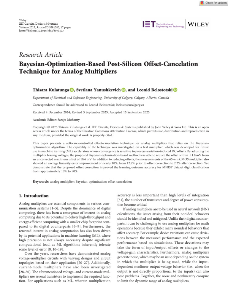 IET Circuits Devices Systems - 2025 - Kulatunga - Bayesian Optimization ...