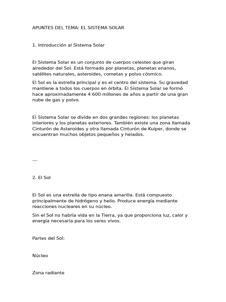 Introducción al Sistema Solar y sus Cuerpos | PDF | Dom | Sistema solar