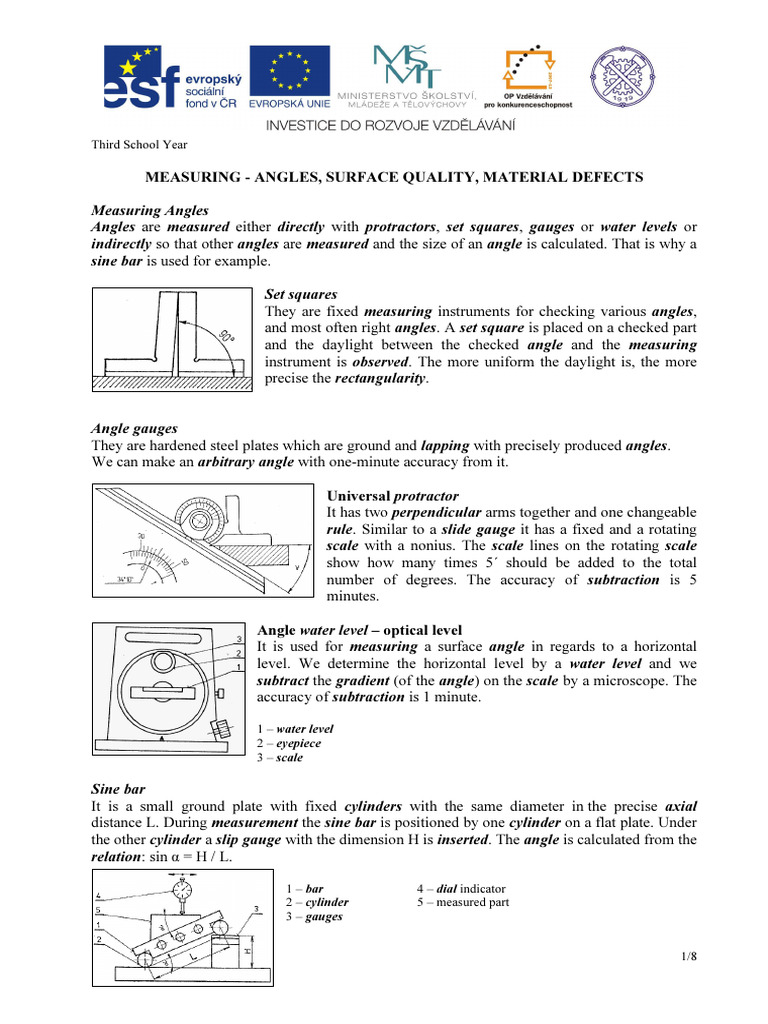 Measuring - Angles, Surface Quality, Material Defects | PDF | Surface ...