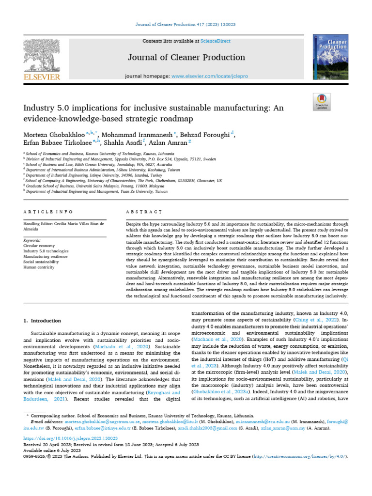 Industry 5.0 Implications for Inclusive Sustainable Manufacturing An ...
