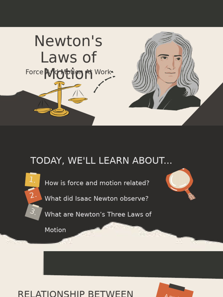 Newton's Laws of Motion at Work Science Presentation in Beige Charcoal ...