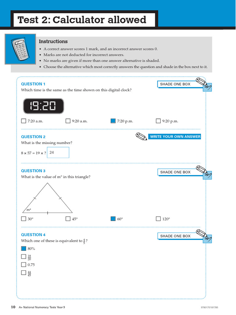 Year 9 National Numeracy Test Questions | PDF