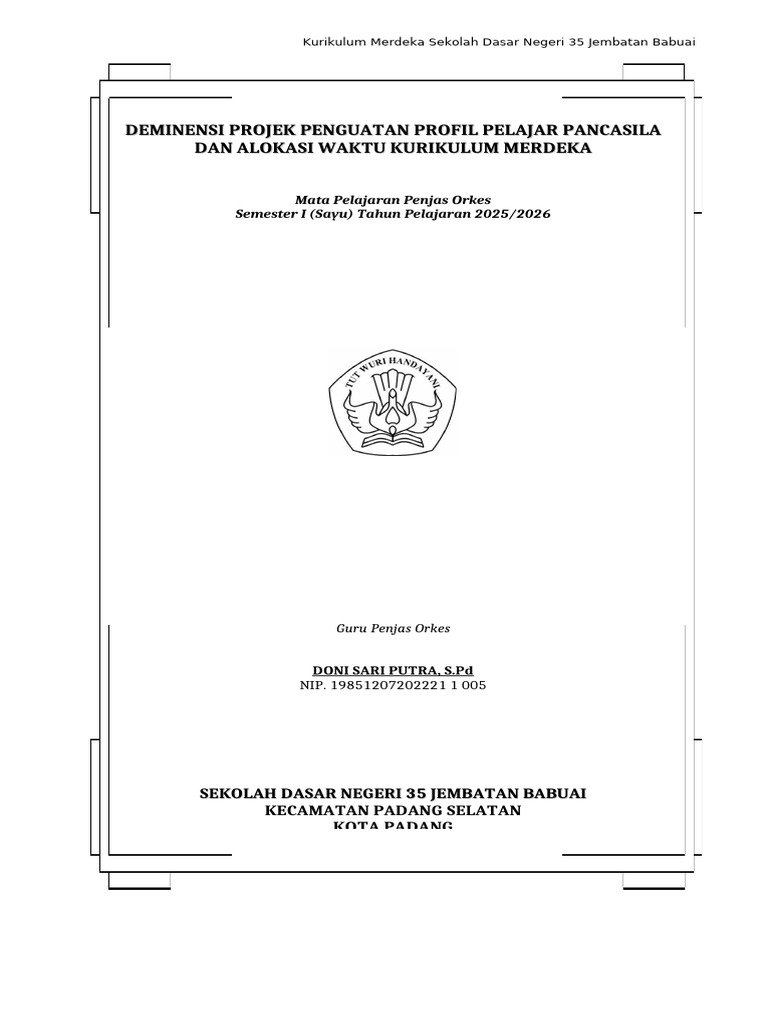 Cover P5 Dan Alokasi Waktu Pembelajaran KM | PDF
