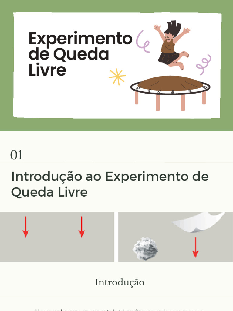 Experimento de Queda Livre,slide de física sobre um experimento | PDF | Física | Tempo