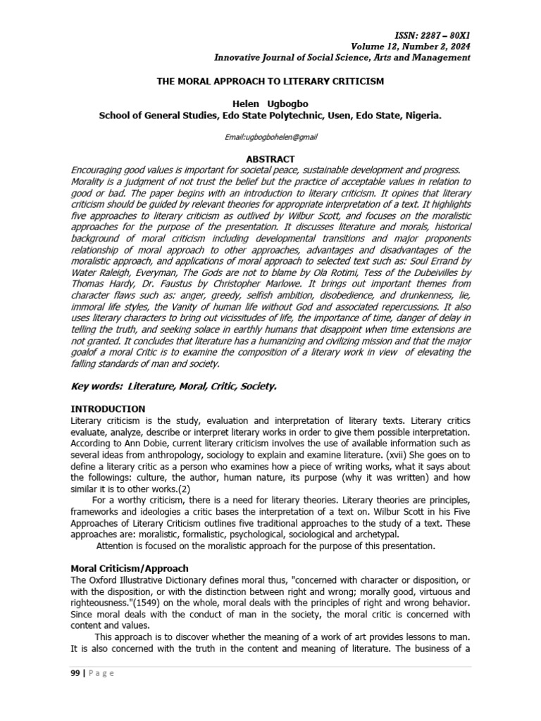 The+Moral+Approach+to+Literary+Criticism | PDF | Carl Jung | Sociology