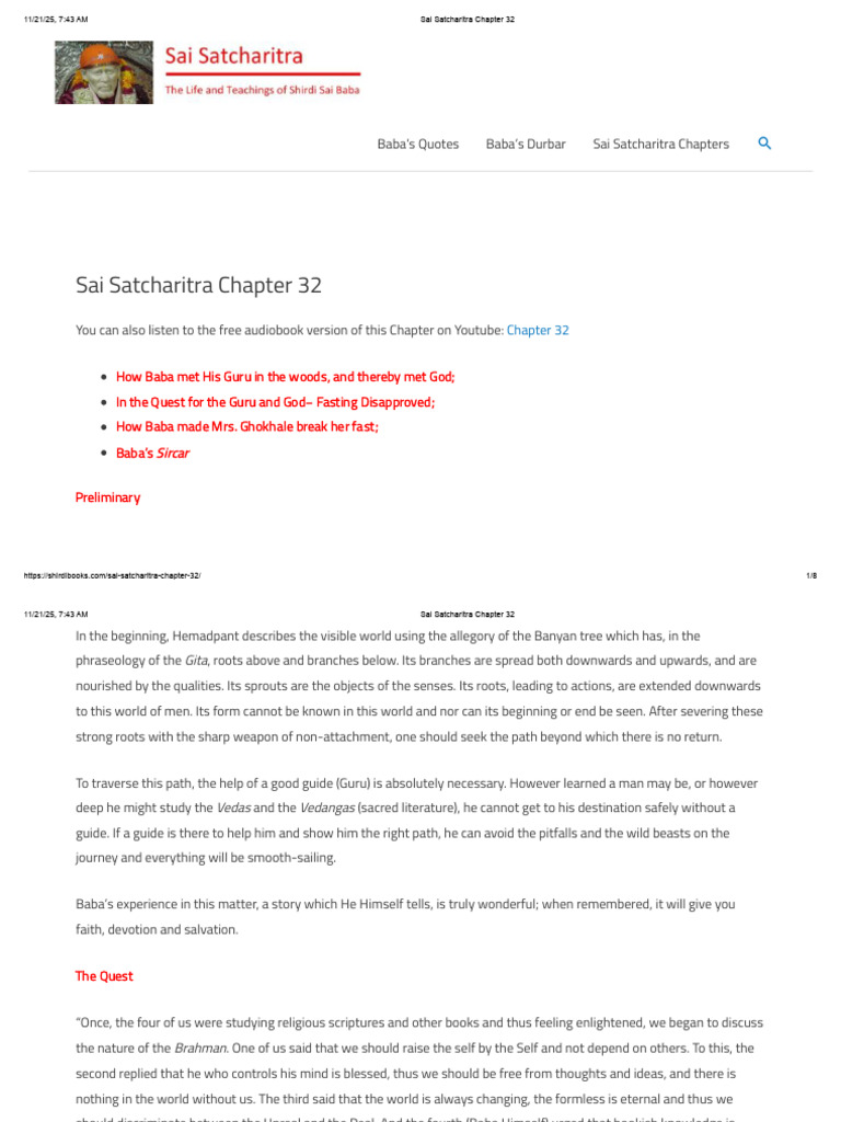 Sai Satcharitra Chapter 32 | PDF | Moksha | Guru