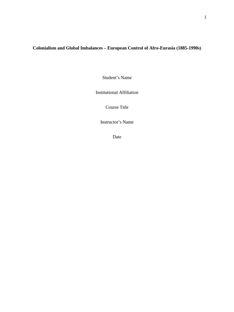 Colonialism and Global Imbalances | PDF | Colonialism | International ...