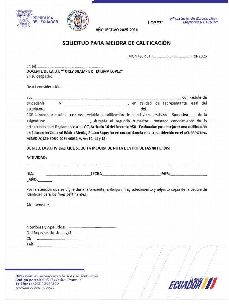 Formato SUGERIDO de Solicitud de Mejora | PDF