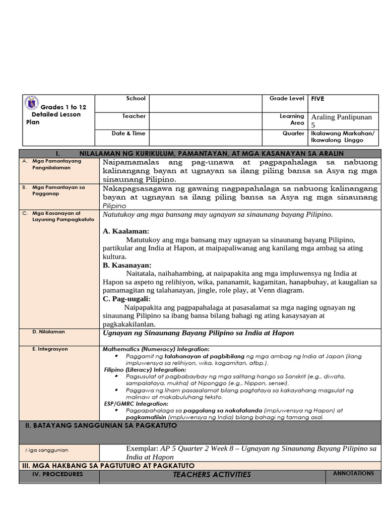 25-26 Detailed AP 5 q2 Wk_8 | PDF