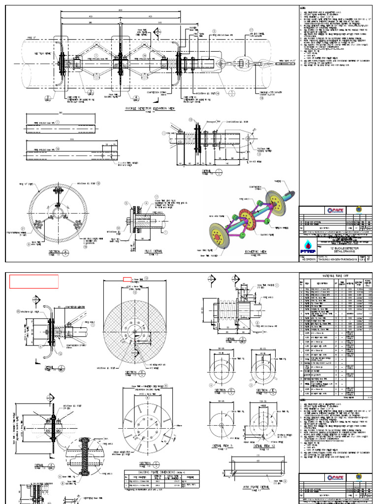 Th Bun3.1 Xx Gen Tni Dwg 0019 Rev.b1 12in Buckle Detector Detail Drawing | PDF