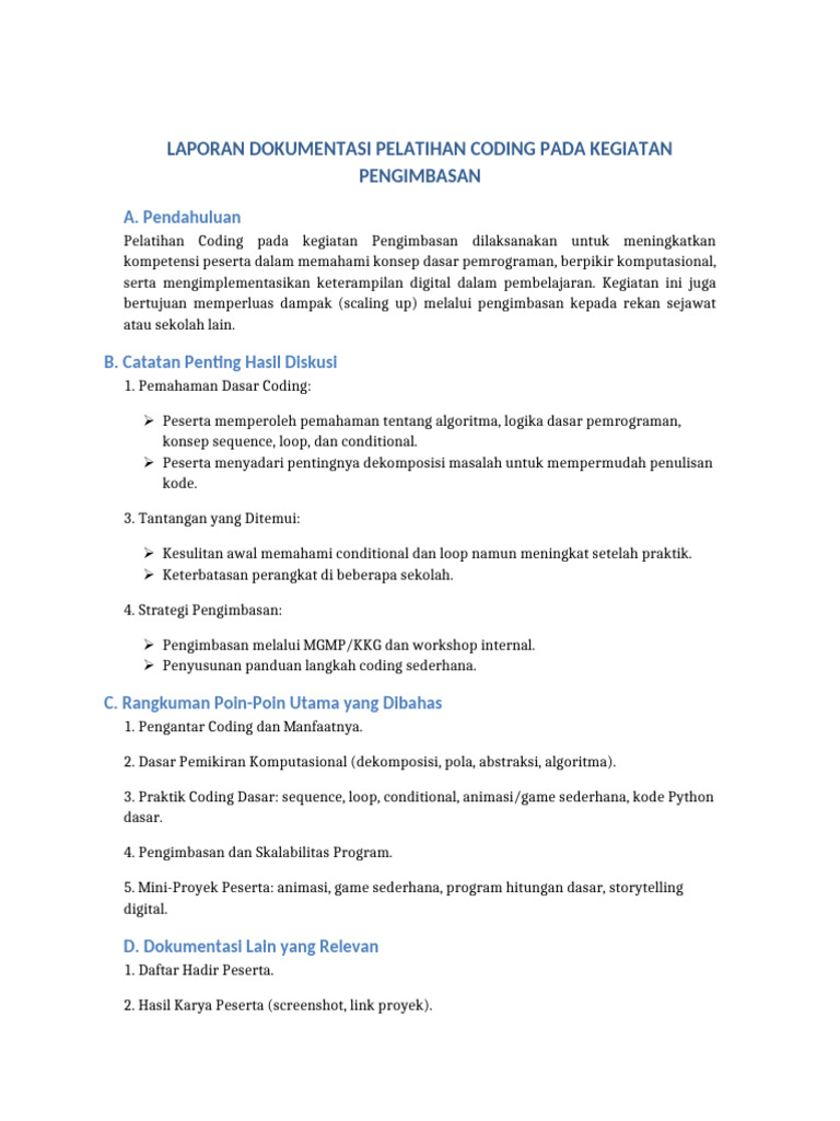 Pelatihan Coding untuk Pengimbasan Pendidikan | PDF