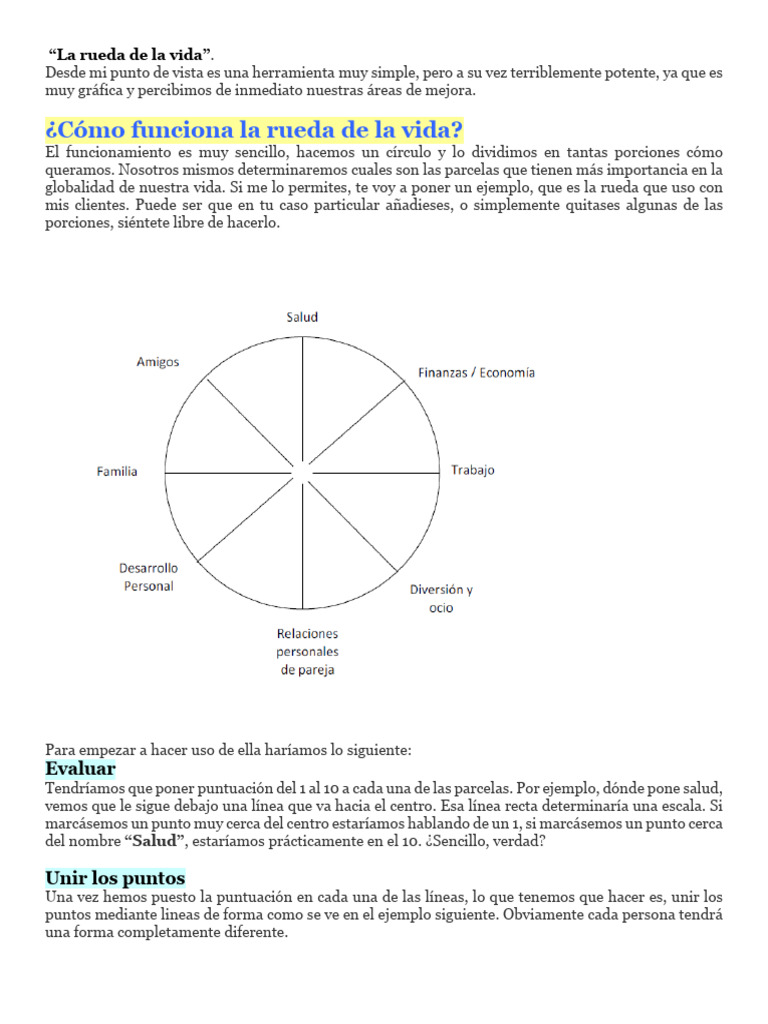 Rueda de la Vida: Mejora Personal Visual | PDF