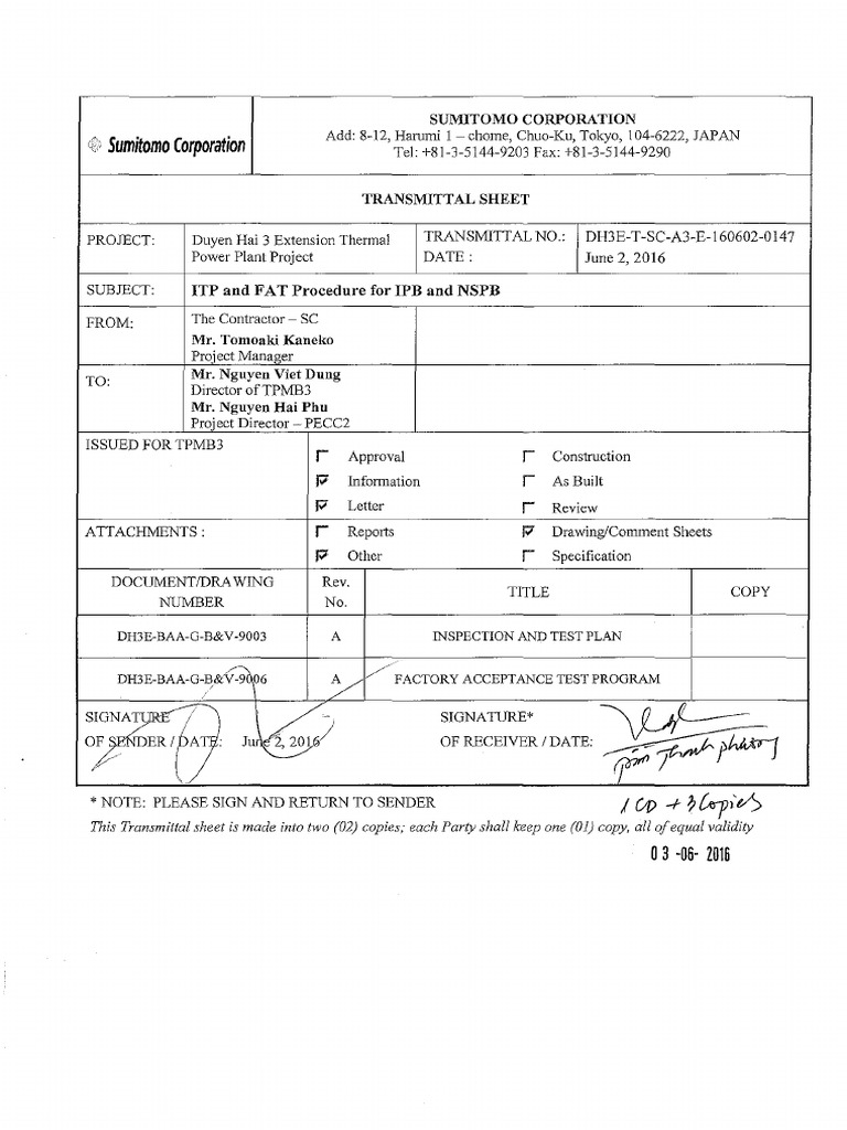DH3E-L-SC-A3-E-160602-0147 ITP and FAT Procedure For IPB and NSPB | PDF ...