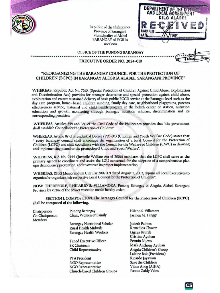 BCPC Executive Order | PDF