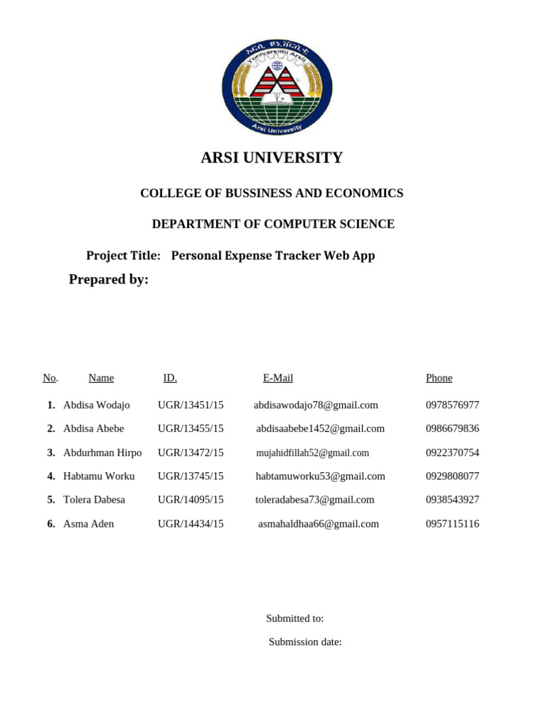 Personal Expense Tracker Web App Project | PDF | Client–Server Model ...