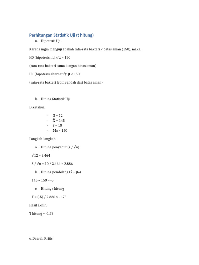 Perhitungan T Hitung | PDF