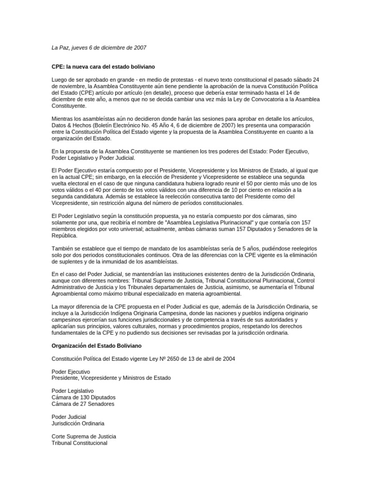 Diferencia De La Cpe De Bolivia Pdf Judicaturas Jurisdicción
