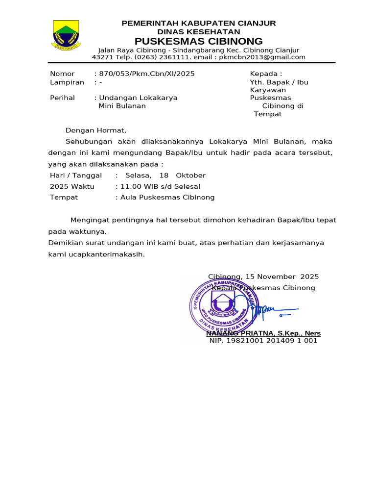 Surat Undangan Lokbul November 2025 | PDF