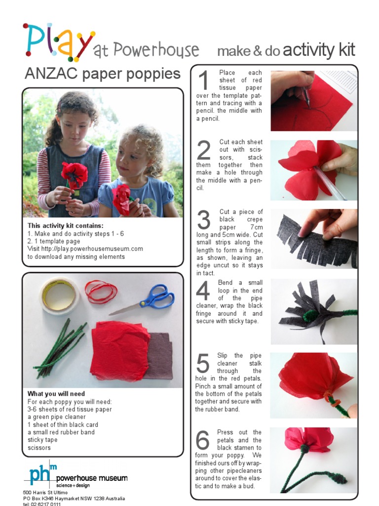 ANZAC Paper Poppy Craft Guide | PDF