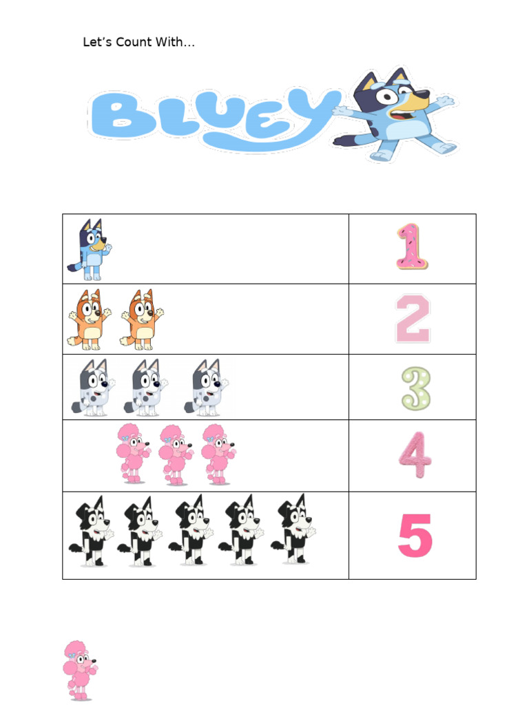 Counting 1-5 With Bluey | PDF