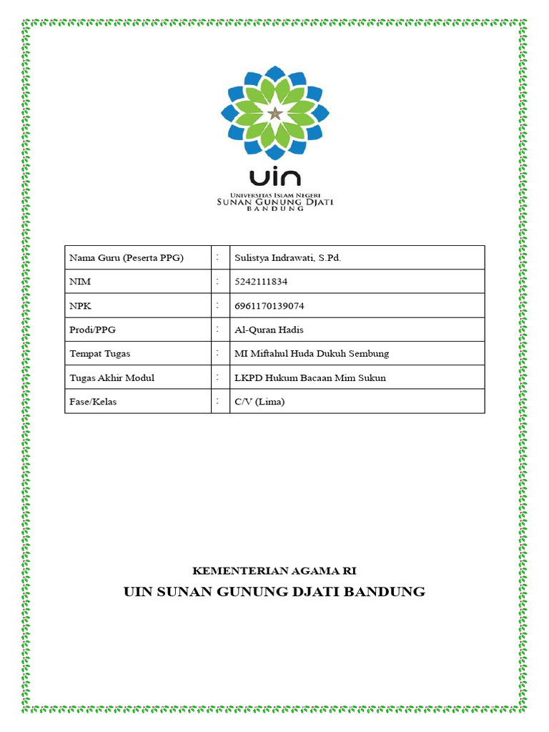 Hukum Bacaan Mim Sukun dalam Tajwid | PDF